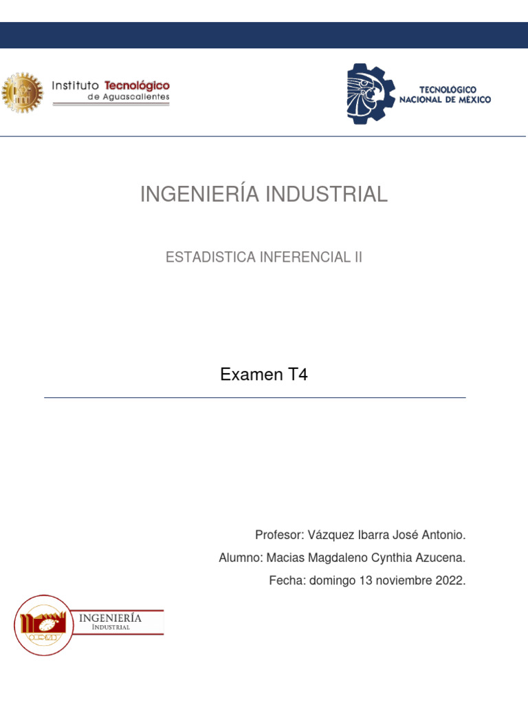 Examen T4 Macias Cynthia PDF | PDF | Diferencia | Estadísticas