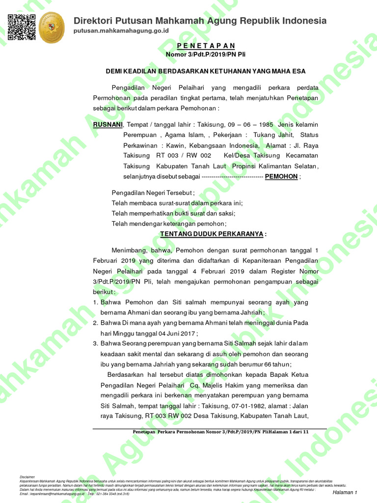 Putusan No.3 PDT.P 2019 PN Pli 20230907115243 | PDF