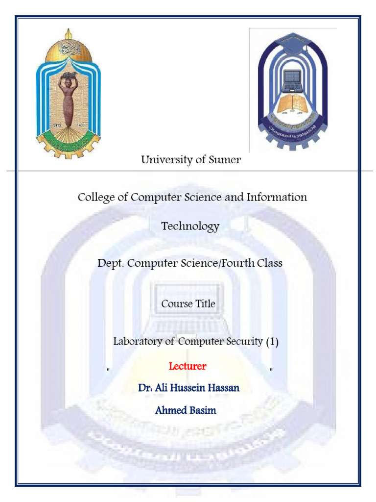 University of Sumer College of Computer Science and Information Technology Dept. Computer ...