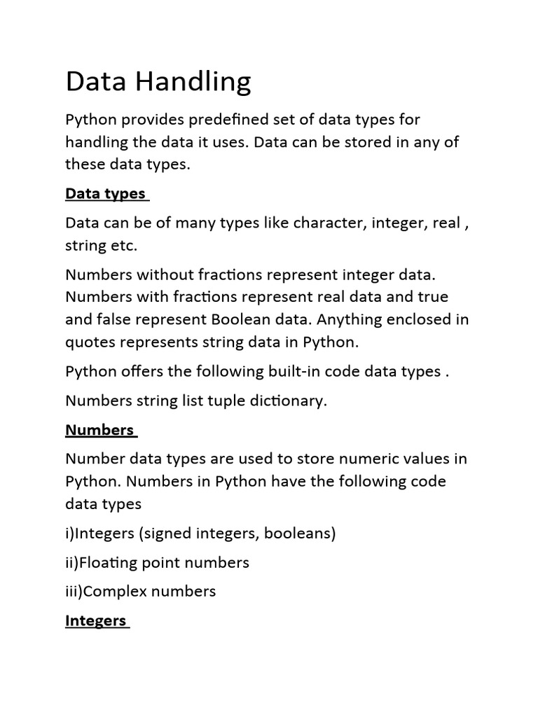Class11 Cs Datahandling Updated Pdf Boolean Data Type Data Type 1859