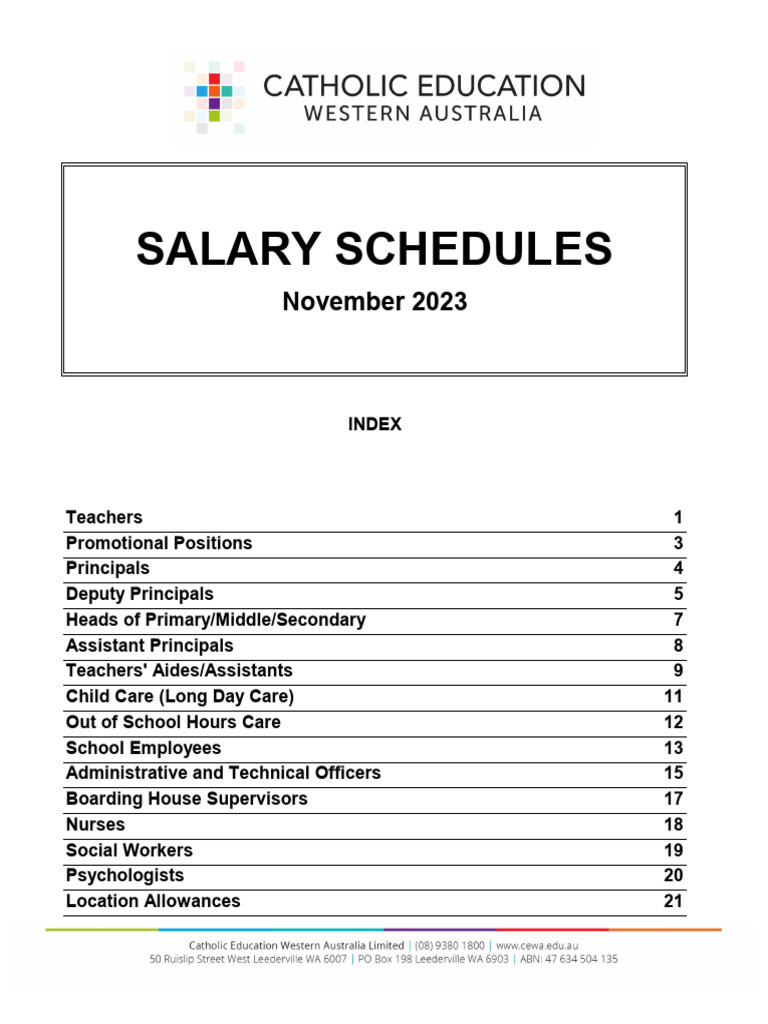 Salary Schedules Nov 2023 | Download Free PDF | Salary | Teachers