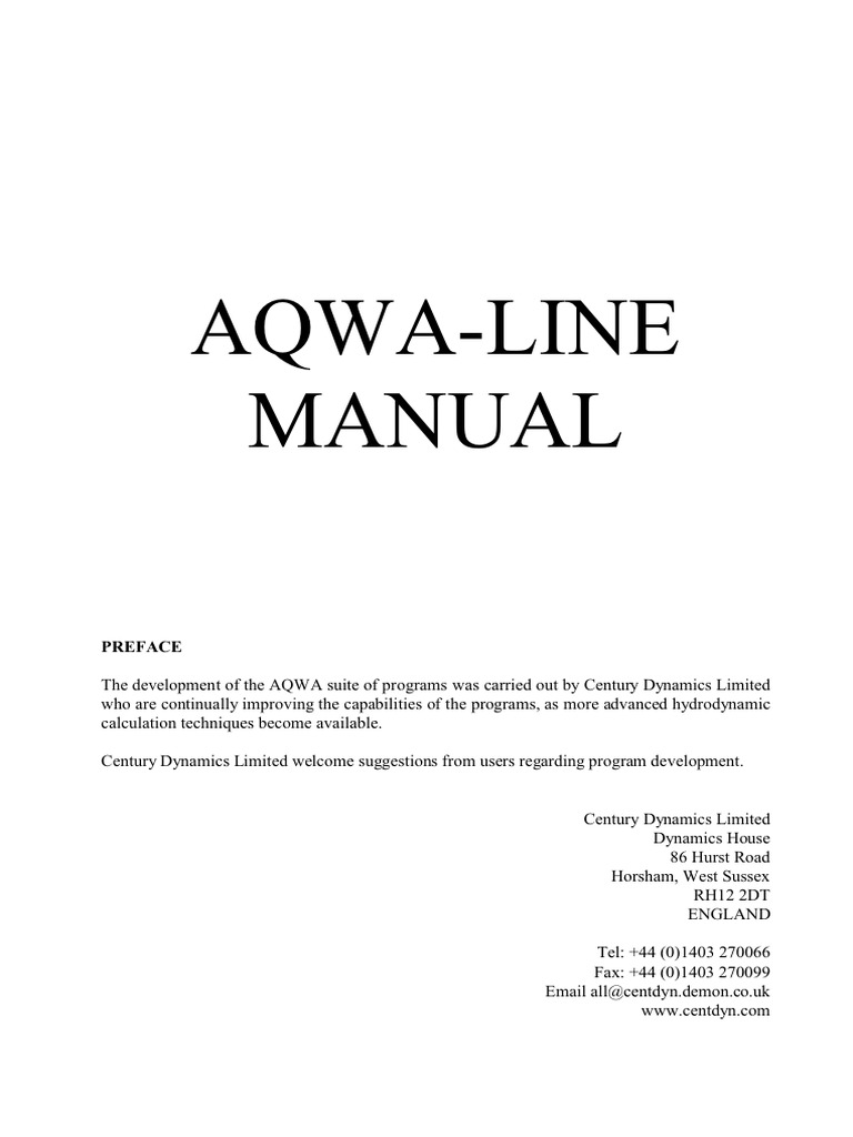 AQWA-Line Hydrodynamic Analysis Manual | PDF | Rotation Around A Fixed ...