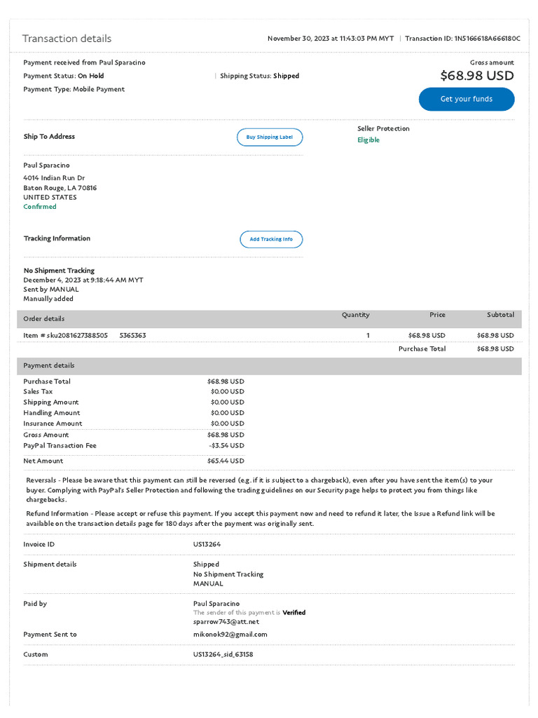 Transaction Details - PayPal | PDF | Pay Pal | Payments
