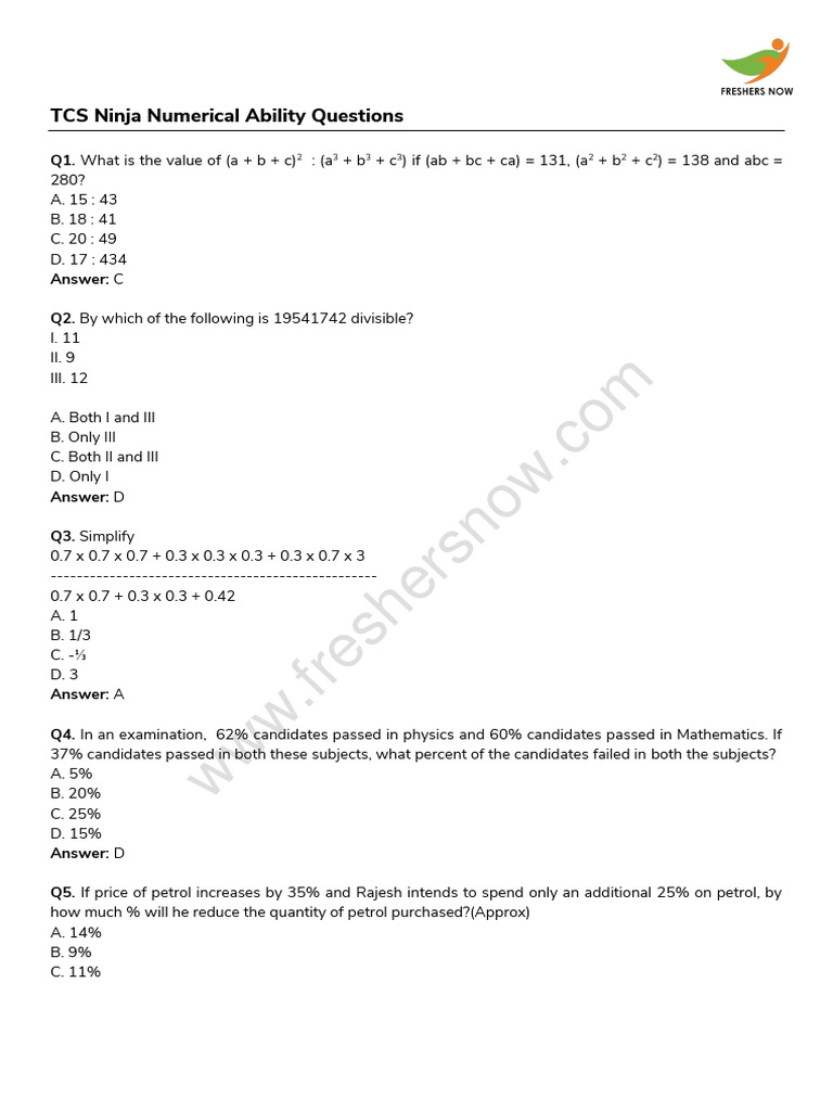 TCS-NQT - Question-Paper - 3 | PDF | Mental Disorder | Argument