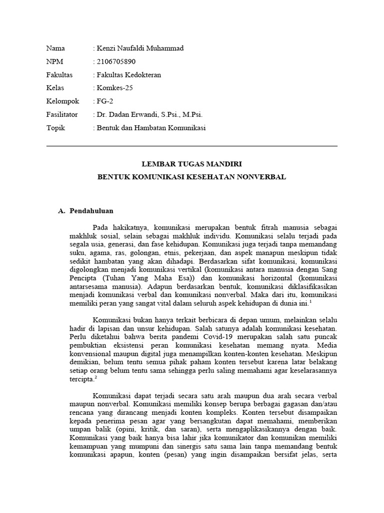Komkes 25 - FG 2 - Kenzi Naufaldi Muhammad - 2106705890 - LTM 1 | PDF