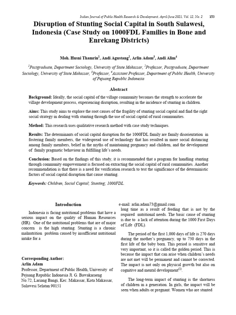 43 JURNAL Disruption of Stunting Social Capital in South Sulawesi Indonesia (Case Study On ...
