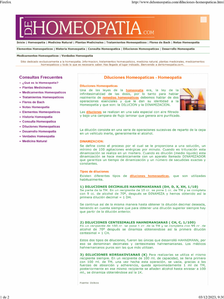 Diluciones Homeopaticas | Descargar gratis PDF | Homeopatía | Remedios ...
