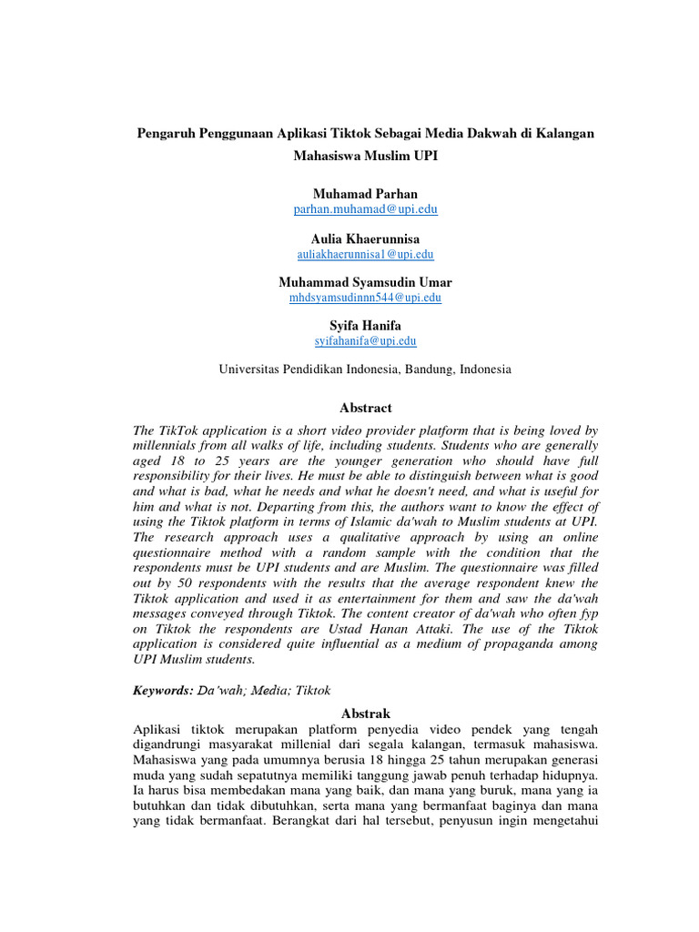 Pengaruh Penggunaan Aplikasi Tiktok Seba | PDF