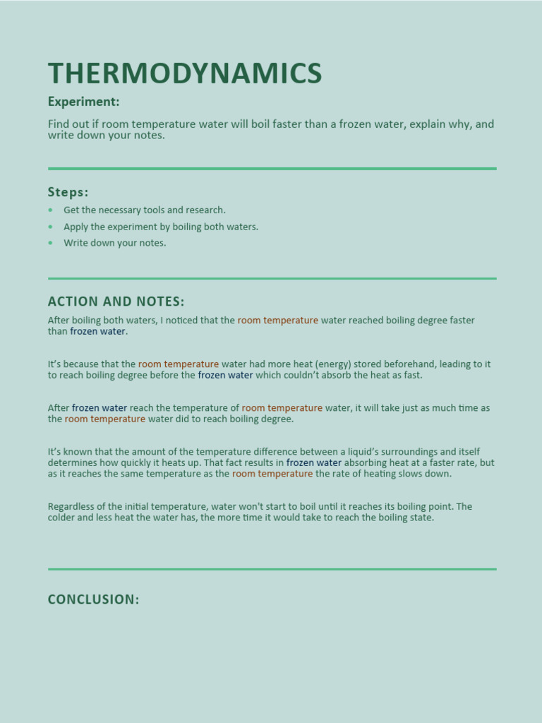 Water Experiment | PDF