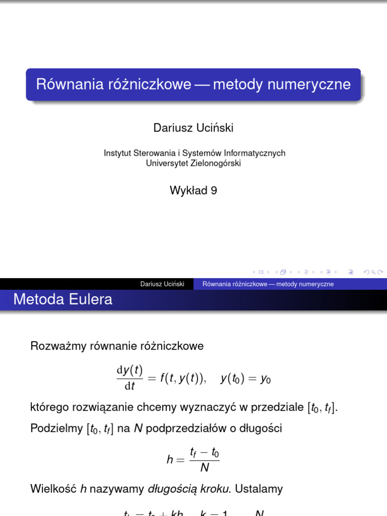 Met Num - Rown Rozniczkowe Wyklad | PDF
