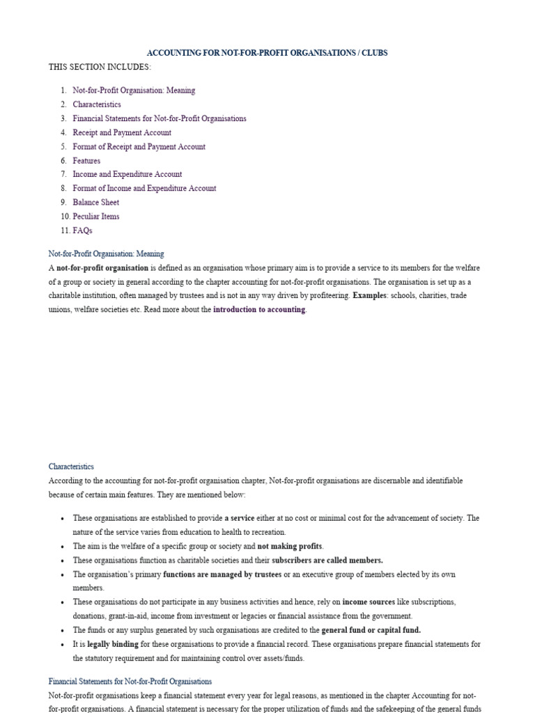 Class Notes - Non Profit Making Organizations | PDF | Expense ...