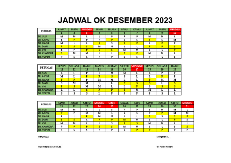 Jadwal Desember 2023 - RSIA Sayyidah - OK | PDF | Seni & Disiplin Bahasa | Fiksi Misteri ...