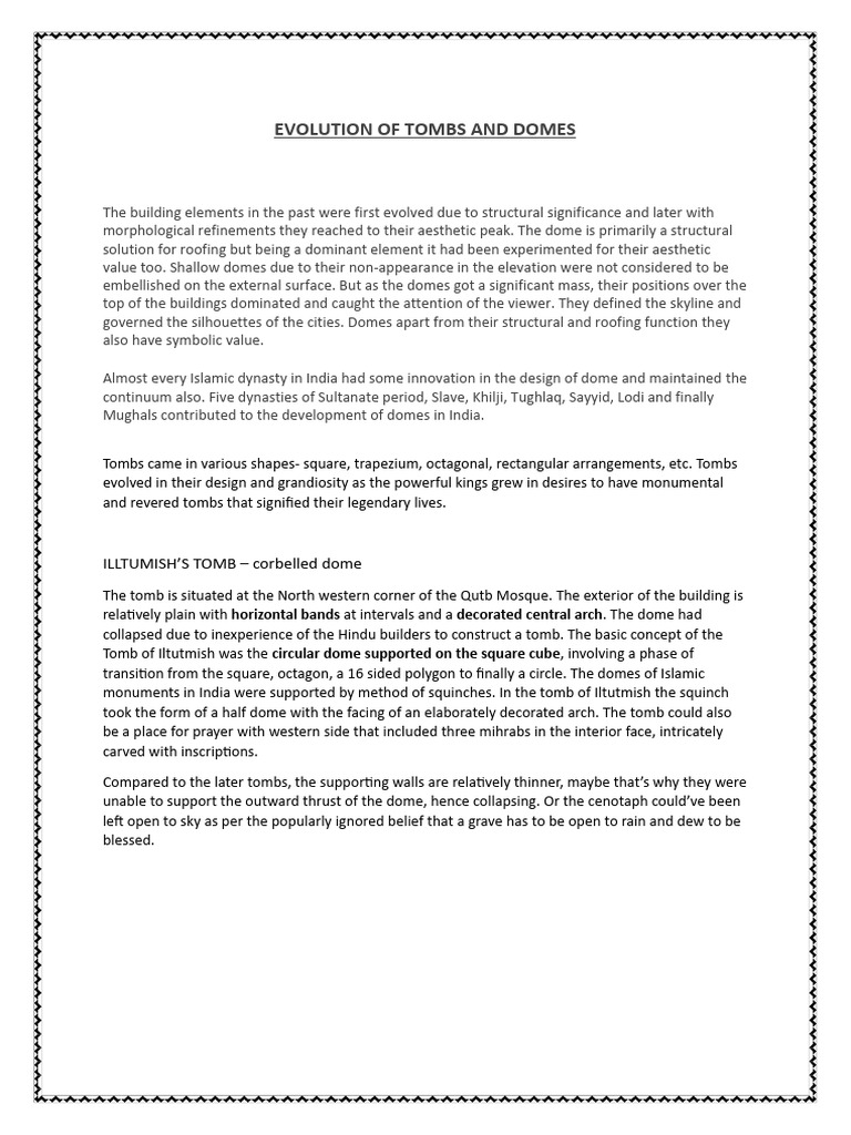 Evolution of Tombs and Domes | PDF | Dome | Architectural Elements