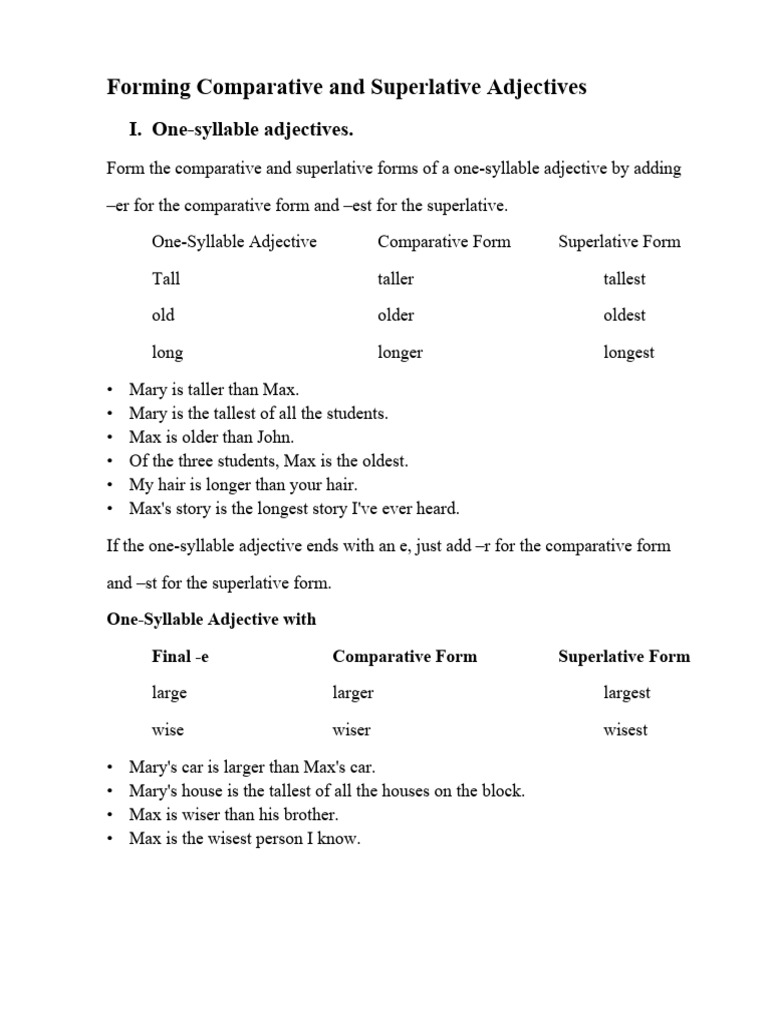 Forming Comparative and Superlative Adjectives | PDF | Adjective | Adverb