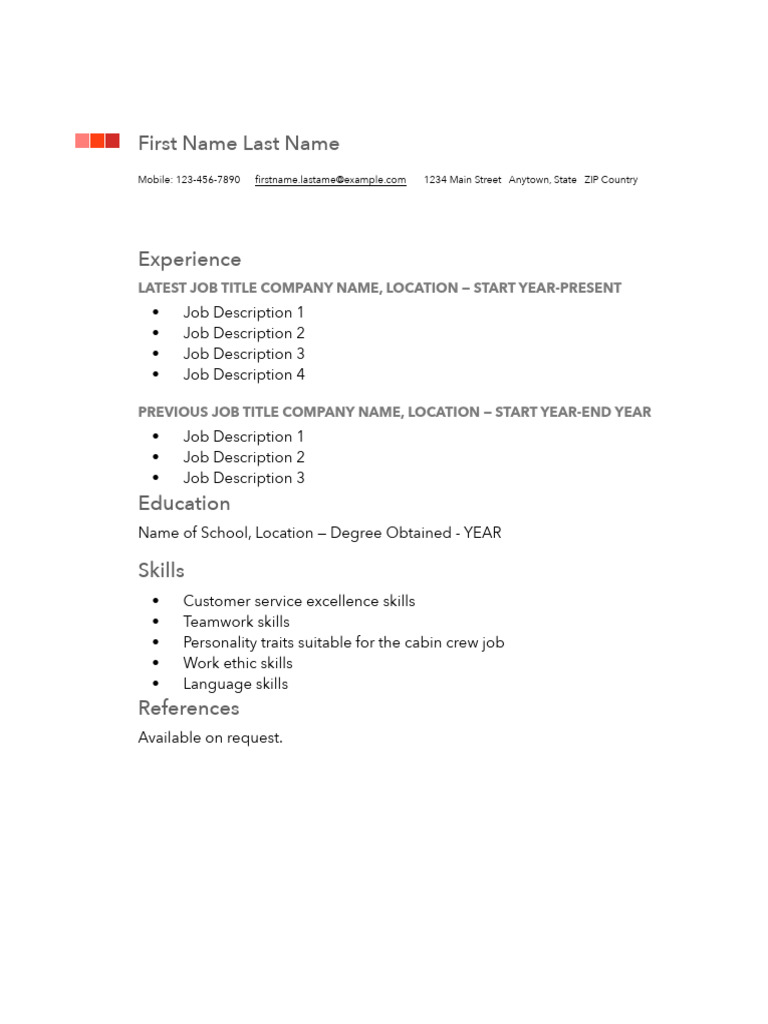 Cabin+Crew+CV+Template | PDF