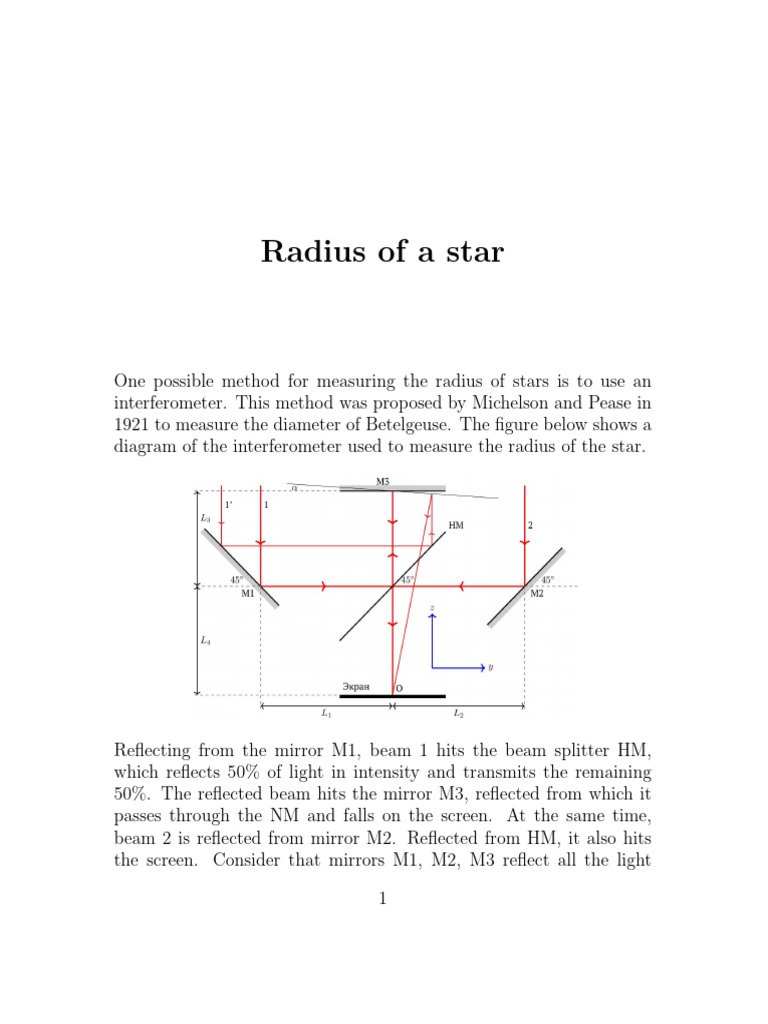 Radius_of_a_star | PDF | Interferometry | Mirror