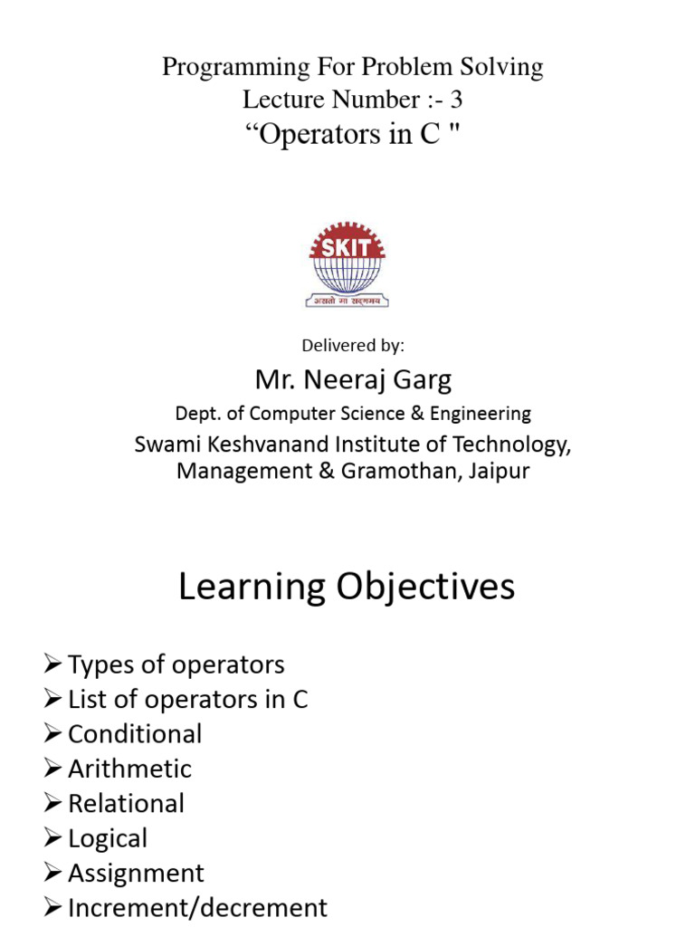 Operators in C | PDF | Integer (Computer Science) | Arithmetic