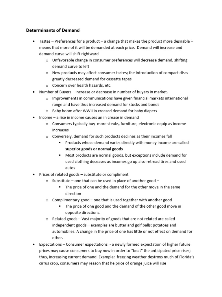 Determinants of Demand and Supply | PDF | Supply (Economics) | Demand