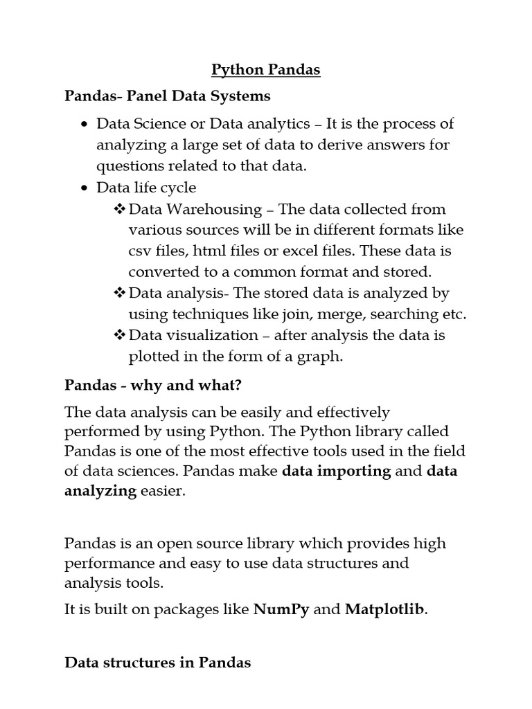 Python Pandas | PDF | Python (Programming Language) | Data Python Pandas | PDF | Python (Programming Language) | Data
