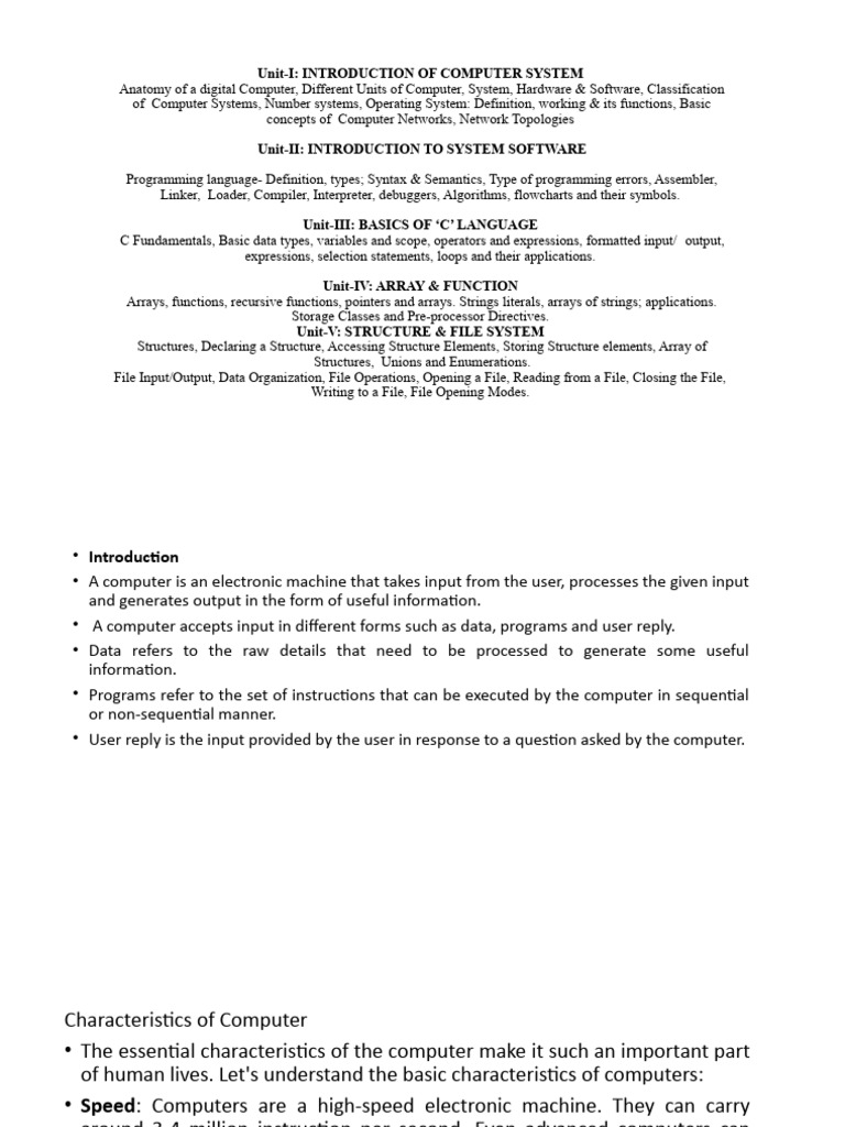 Fundamentals of C 1 | PDF | Computer Data Storage | Input/Output