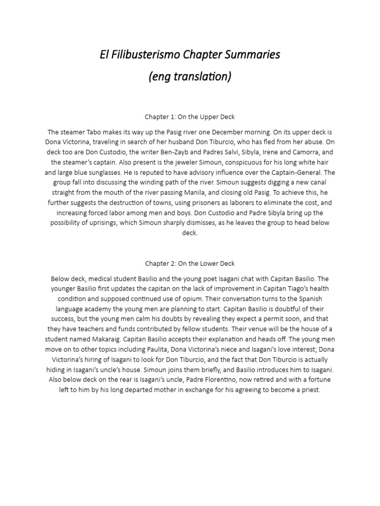 El Filibusterismo Chapter Summaries | PDF