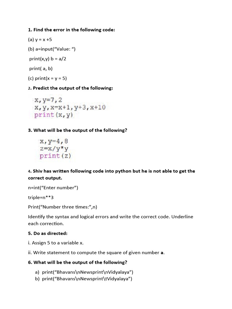 Python Questions - Revision | PDF
