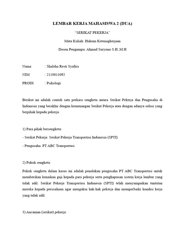 LKM2 - HK - Serikat Pekerja - 21 | PDF