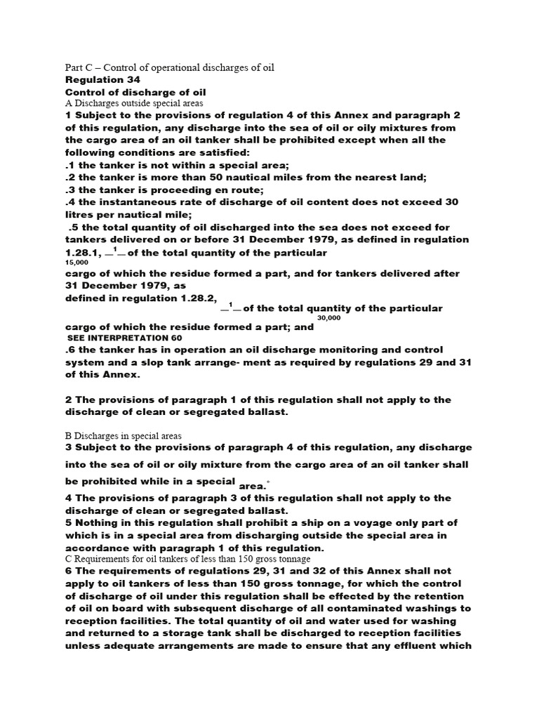 MARPOL Annex 1 Regulation 34 Overview | PDF | Oil Tanker | Shipping