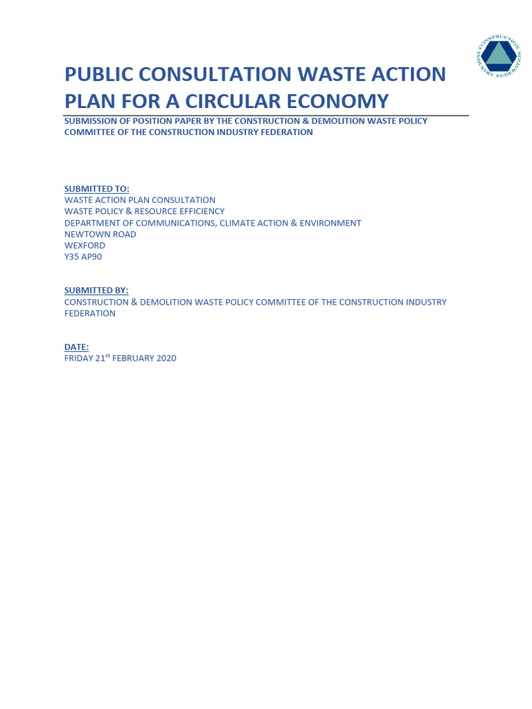 Public Consultation Waste Action Plan For A Circular Economy | PDF ...