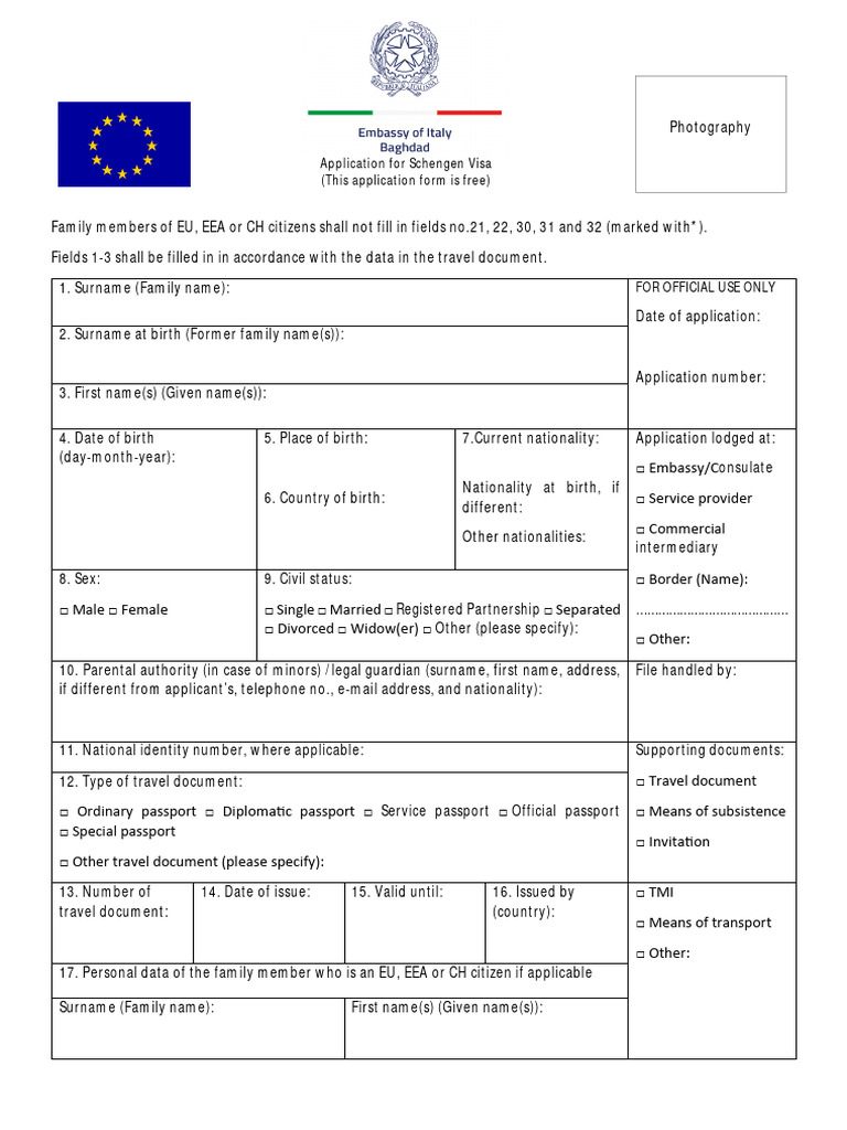 Schengen Visa Application Form | Download Free PDF | Travel Visa ...
