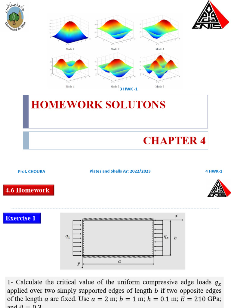 Plates and Shells Homework Solutions | PDF | Stress (Mechanics) | Force