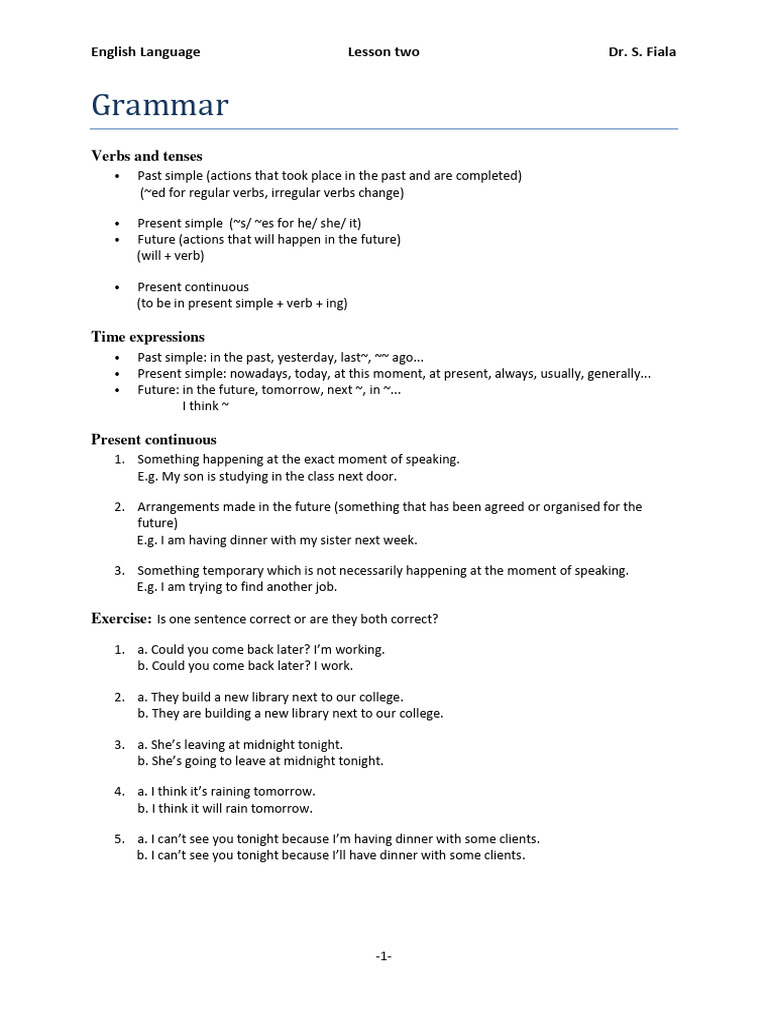 cours_anglais_grammar_english | PDF | Verb | Grammatical Tense