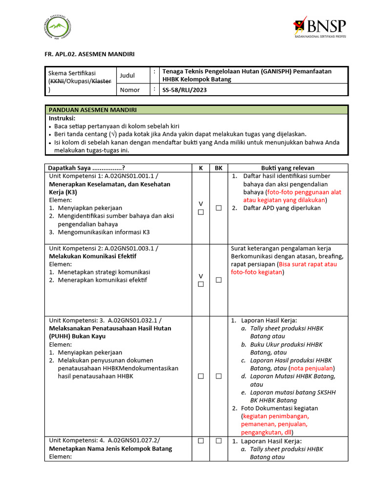Apl 02 Ganisph HHBK Batang-Lsp Rli 2023 Contoh Bimtek | PDF