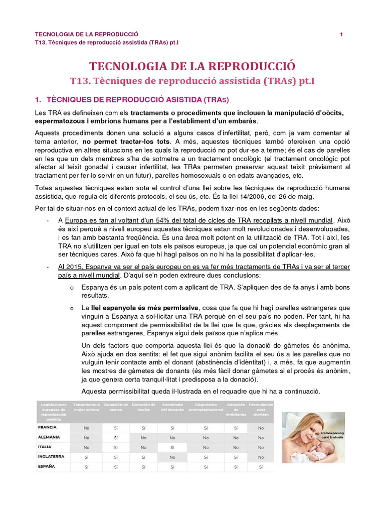 T13. Tècniques de Reproducció Assistida (TRAs) Pt.i | PDF