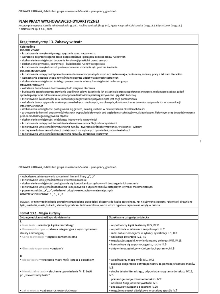 Plan Pracy Grudzien . | PDF