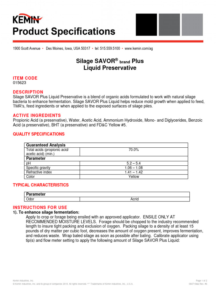 Silage SAVOR Plus Liquid (U.S.) - English - 06 | PDF | Agriculture