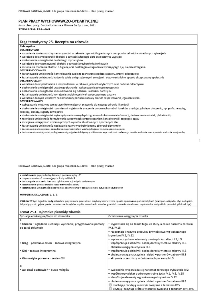 Plan Pracy Marzec. | PDF