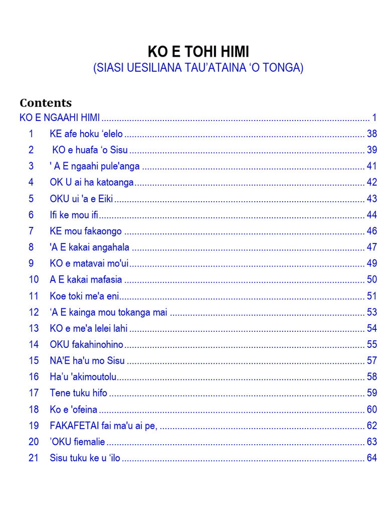 Ko e Tohi Himi Siasi Uesiliana Tauataina | PDF