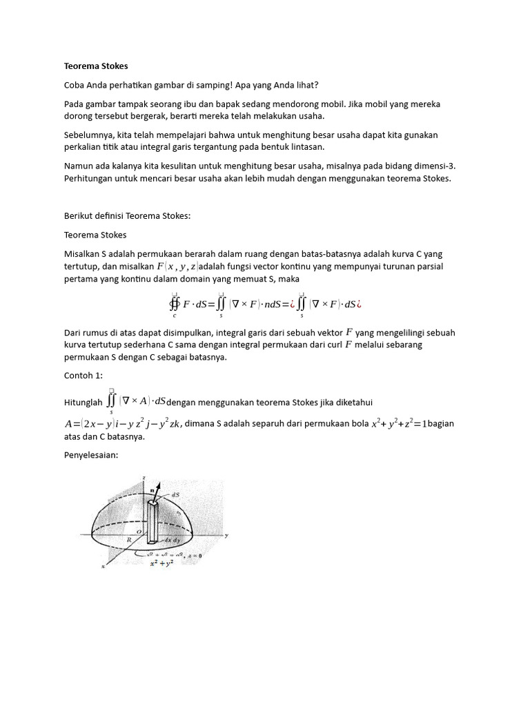 Pengenalan dan Contoh Teorema Stokes | PDF
