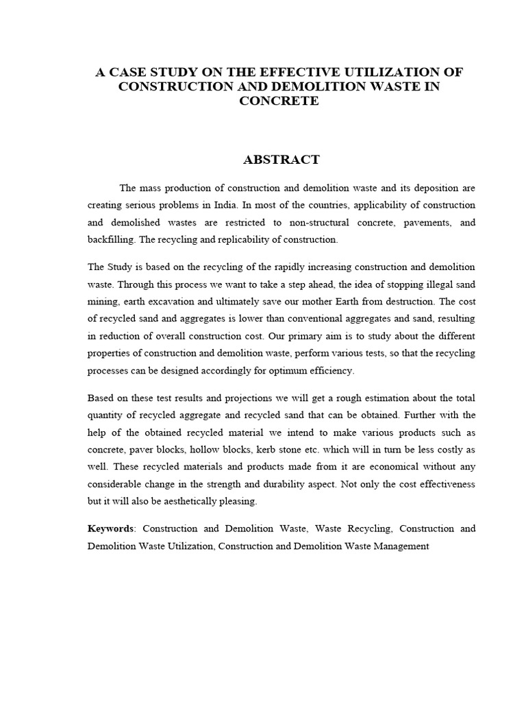 A Case Study On The Effective Utilization of Construction and ...