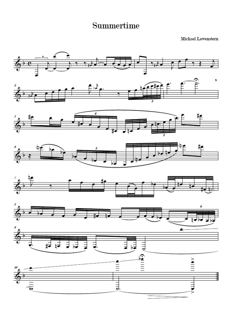 Summertime Sheet Music by Lowenstern | PDF