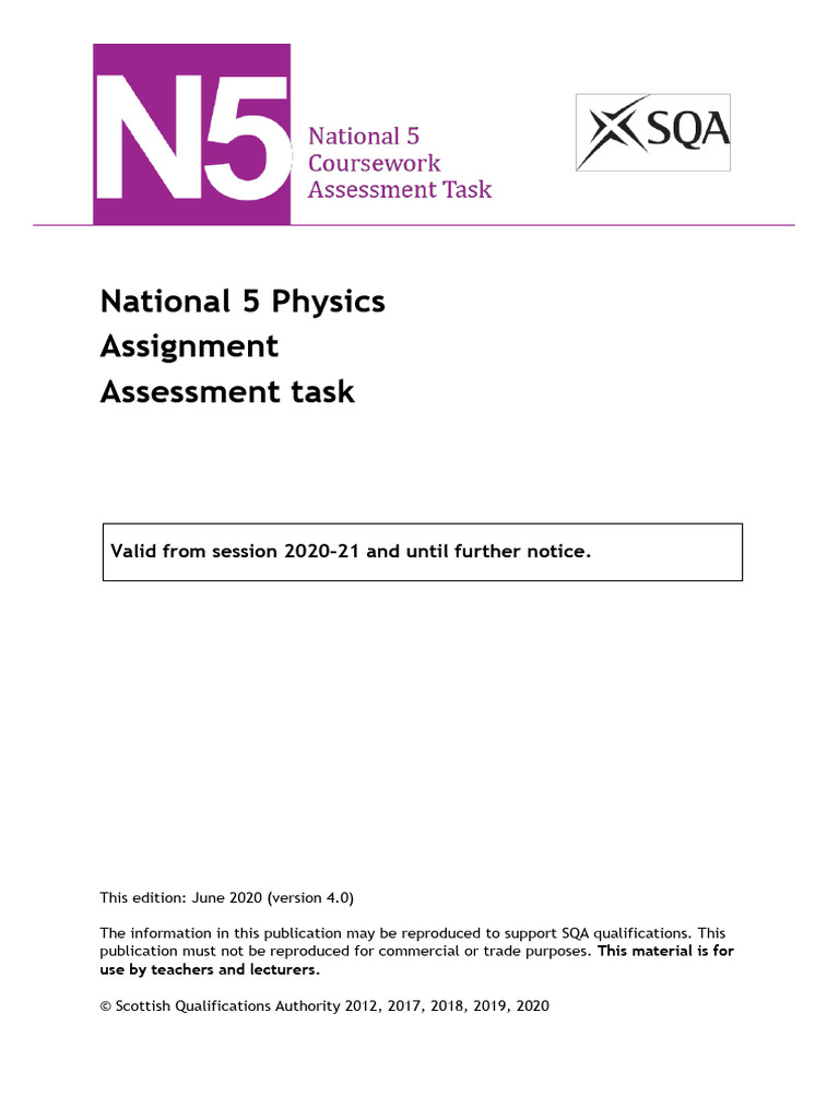Physics N5 Assignment Sheet | PDF | Accuracy And Precision | Experiment Physics N5 Assignment Sheet | PDF | Accuracy And Precision | Experiment
