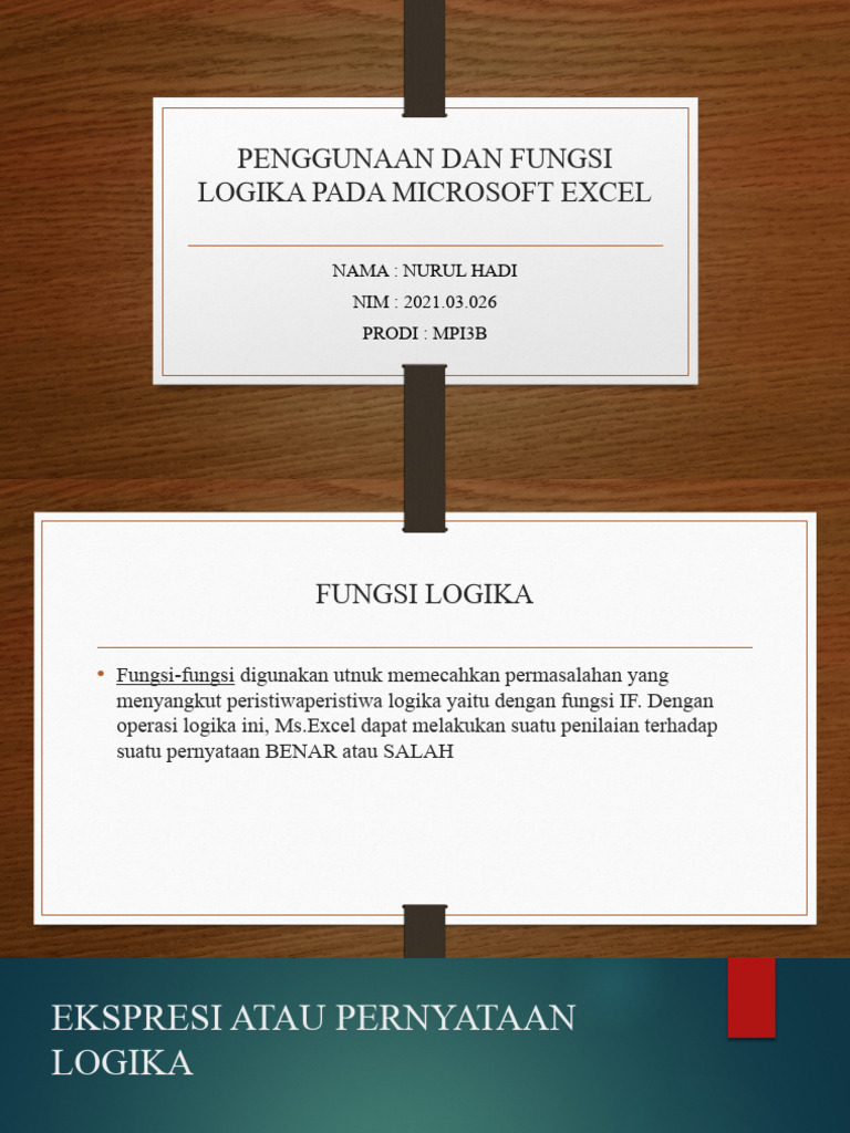 Penggunaan Dan Fungsi Logika Pada Microsoft Excel | PDF