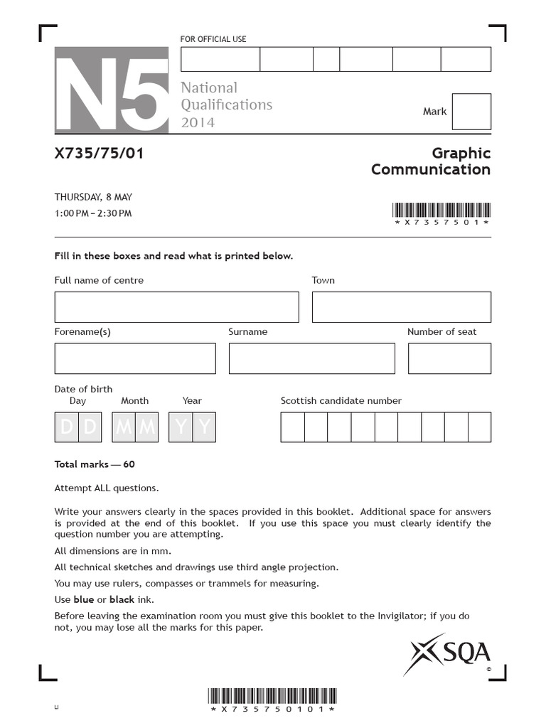 N5 Graphics Communication Exam Paper | PDF | 3 D Computer Graphics ...