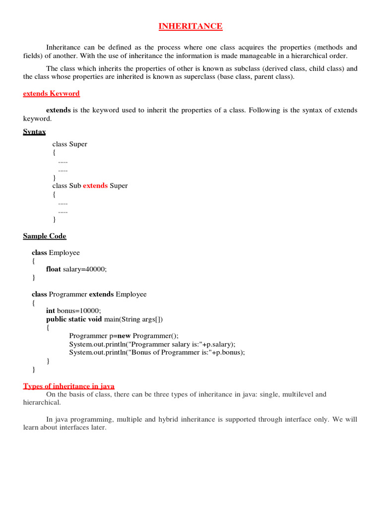 B.Sc-III NEP JAVA UNIT-3 | PDF | Inheritance (Object Oriented Programming) | Method (Computer ...