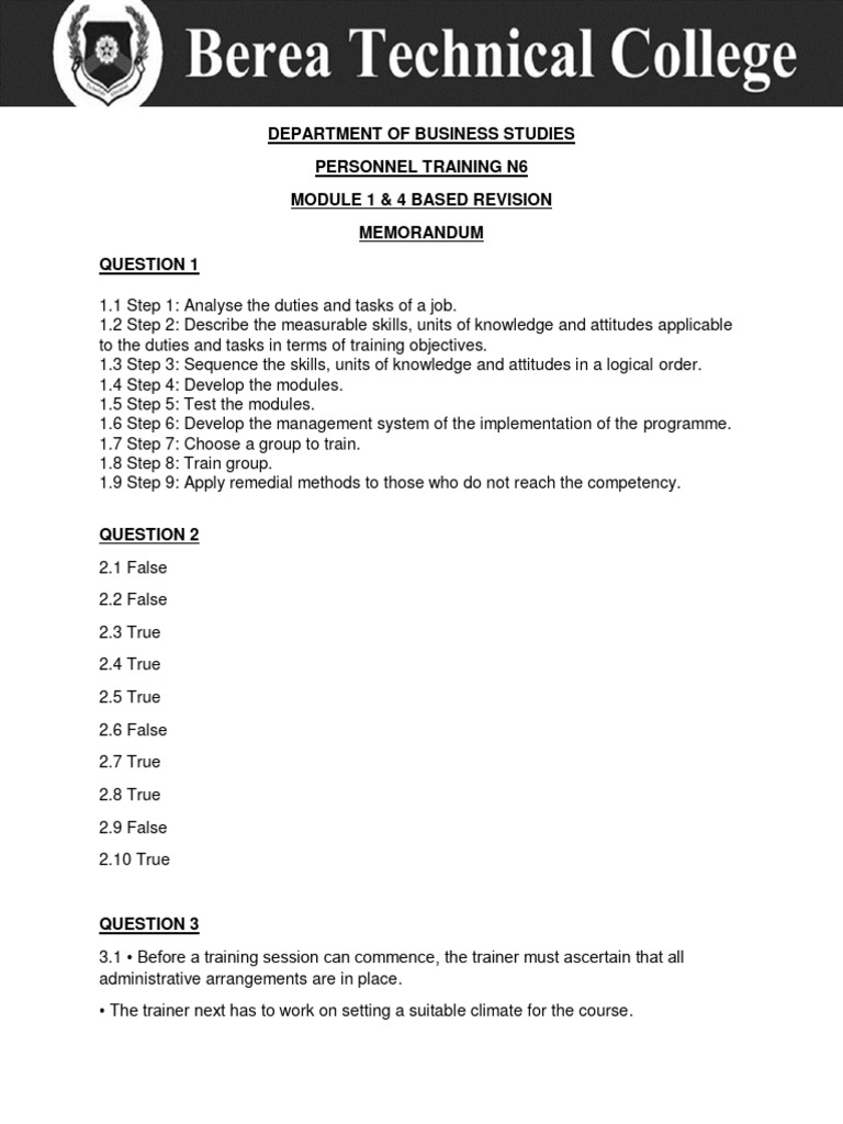 Pers. Training N6 Revision 3 Memo | PDF | Psychology