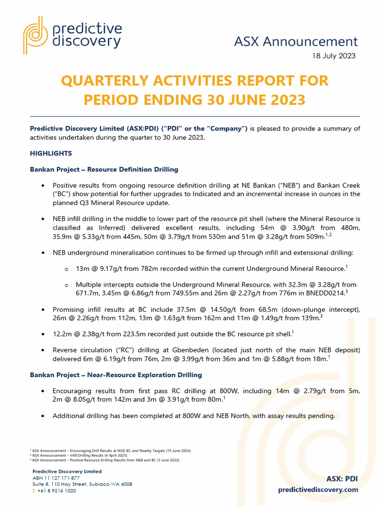 Quarterly Activities - Appendix 5B Cash Flow Report | PDF | Debt | Cash ... Quarterly Activities - Appendix 5B Cash Flow Report | PDF | Debt | Cash ...