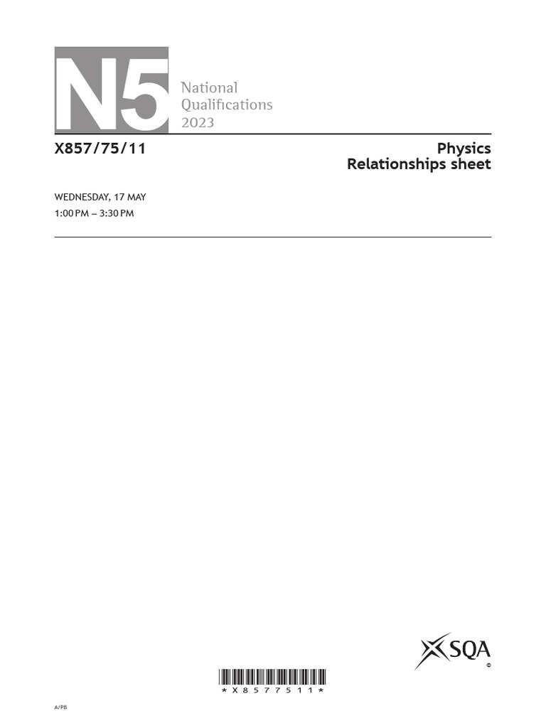 N5_Physics_Relationships-sheet_2023 | PDF | Atoms | Building Materials