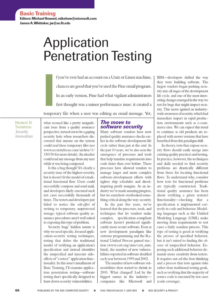 Application Penetration Testing | PDF | Software Testing | Software Bug