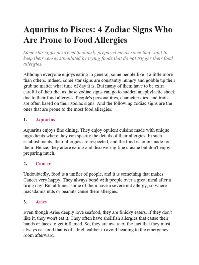 Aquarius To Pisces | PDF | Cooking, Food & Wine | Wellness